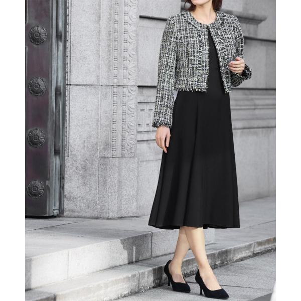 型番：flo-fu-177ブランド：フロリア商品名：[洗える]スーツ セットアップ ワンピース セレモニー フォーマル 卒業式 入学式カラー：ブラック/オフホワイトベージュ