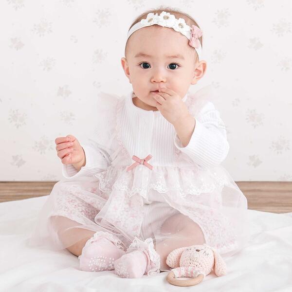 型番：1837-81187ブランド：スラップスリップ ベビー商品名：チュール花柄スカートドッキングボディミニベビー(70~80cm)カラー：ピンク/クリームイエロー