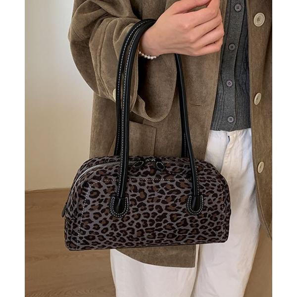 型番：aji5099aブランド：フック商品名：HOOK for girls　レオパード柄バゲットショルダーバッグカラー：ブラウン/グレー