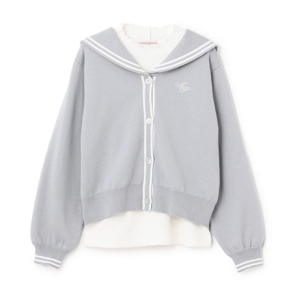型番：8161241ブランド：メゾピアノジュニア商品名：セーラーカーディガン＆ハイネックTシャツセットカラー：ブルー　グレー/アイボリー