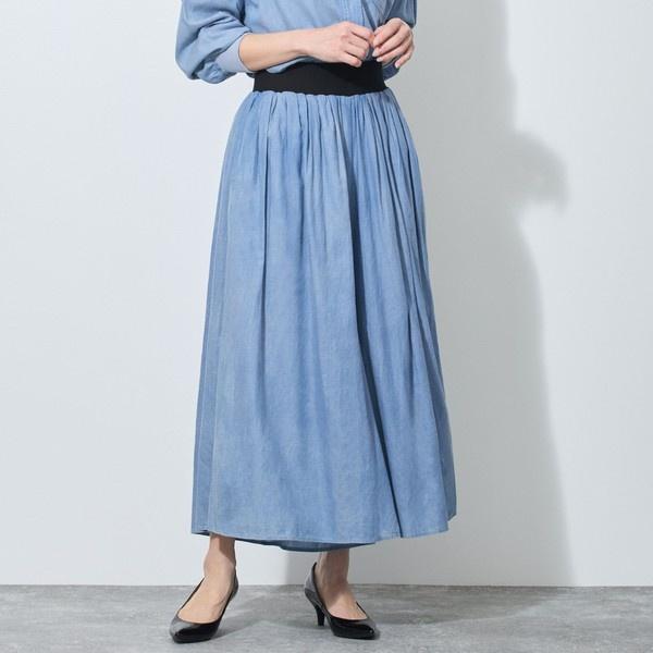 型番：6168-5956ブランド：ニコルホワイト商品名：【WALDO】ウエストゴム2.5オンスデニムフレアパンツカラー：60ブルー/67ネイビー