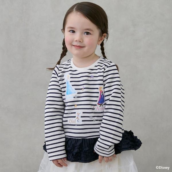 型番：9661206ブランド：プティマイン商品名：【Frozen】ペプラム長袖Tシャツカラー：紺/オフ　ホワイト/ラベンダー