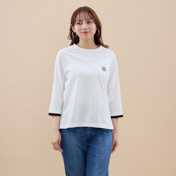 型番：7261910ブランド：アル・ディ・ラ商品名：【ALDILA】シルケット天竺・袖口バイカラーワッペンTシャツカラー：01-オフ