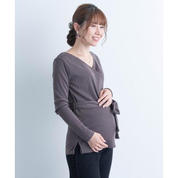 型番：ST-20078ブランド：スウィートマミー商品名：リブニットカシュクールトップスカラー：アッシュブラウン/ブラック/ブルーグレー