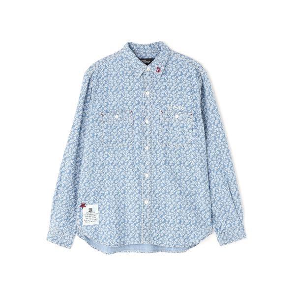 型番：7836120007ブランド：アヴィレックス商品名：FLORAL PATTERN DENIM WORK L／S SHIRTカラー：ウォッシュユーズド9/ユーズド2