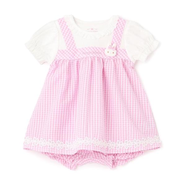 型番：6261563ブランド：メゾピアノ商品名：ウサギマスコットつきギンガムチュニック＆ブルマセットカラー：ライト　ピンク/赤