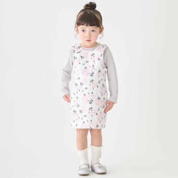 型番：9661308ブランド：プティマイン商品名：【リンク】肩リボンジャンスカセットカラー：ピンク/アイボリー/紺