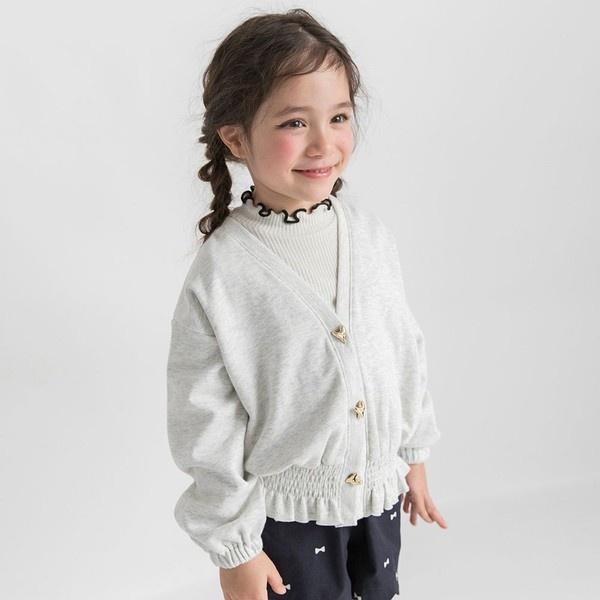 型番：12-6110-075ブランド：ブランシェス商品名：ハート釦カーディガンカラー：ピンク/ライトグレー