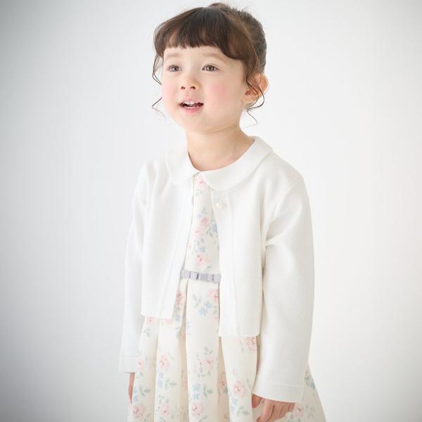 型番：9661215ブランド：プティマイン商品名：ニットボレロカーディガンカラー：オフ　ホワイト/紺