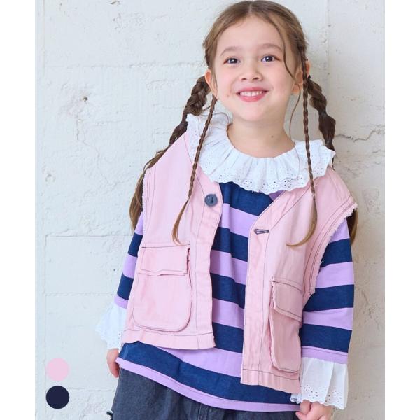 型番：0000761003ブランド：マーキーズ商品名：ヘリンボンツイルミリタリーベスト　　カラー：Ｇ１０ライトピンク/Ｃ７０ネイビー