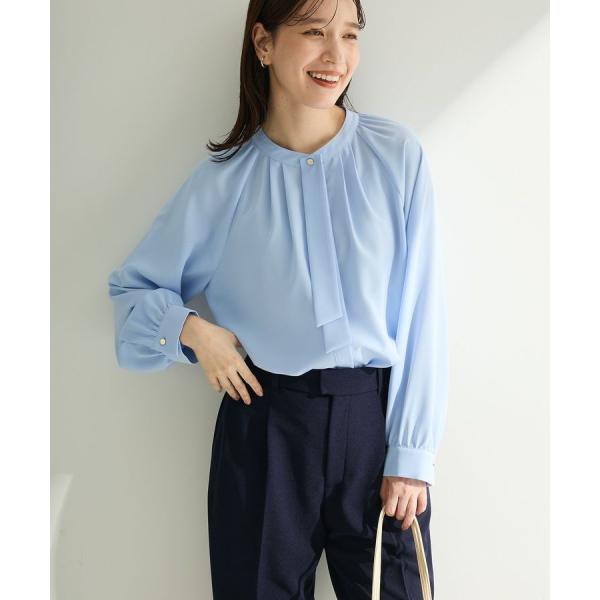 型番：06001365100ブランド：グリーンパークス商品名：O.2wayボウタイブラウスカラー：サックスブルー/エクリュ