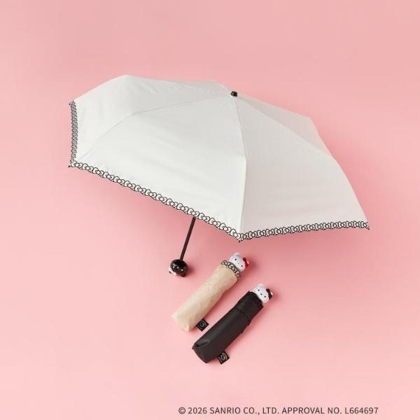 型番：C7101100ブランド：オペークドットクリップ商品名：◆【ハローキティ】晴雨兼用折りたたみ傘カラー：ブラック（０１９）/オフホワイト（００３）/ベージュ（０５２）