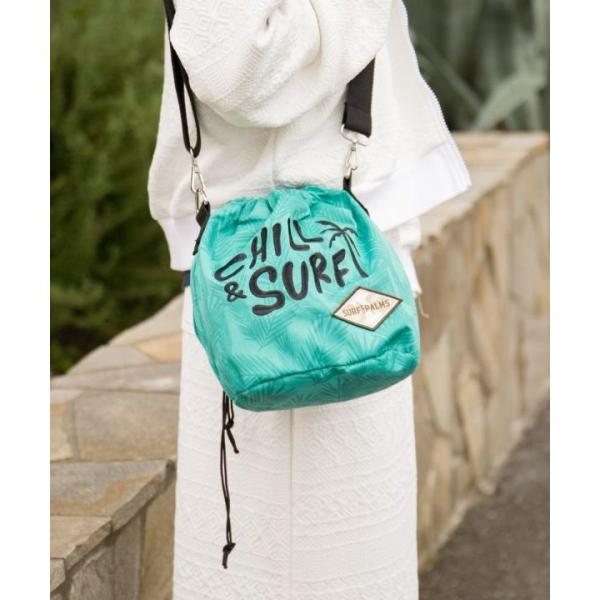 型番：42LP6108-2026ブランド：カヒコ商品名：【カヒコ】レル巾着ショルダー＆ハンドバッグ2WAY【SURF＆Palms】カラー：ミント/ホワイト/ブラック