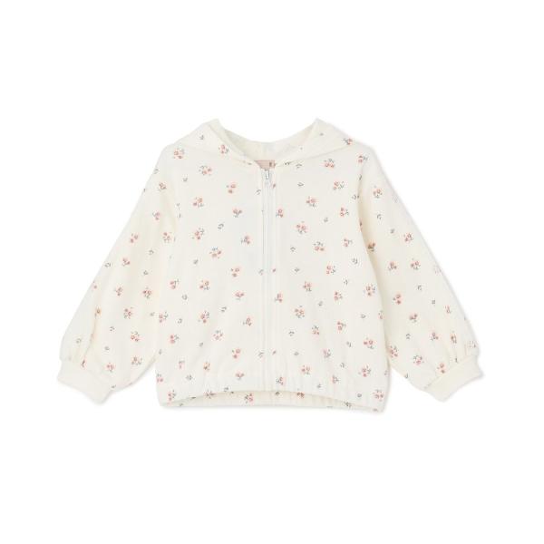 型番：9661219ブランド：プティマイン商品名：【リンク/防花粉】花柄ジップパーカーカラー：トップ　グレー/アイボリー
