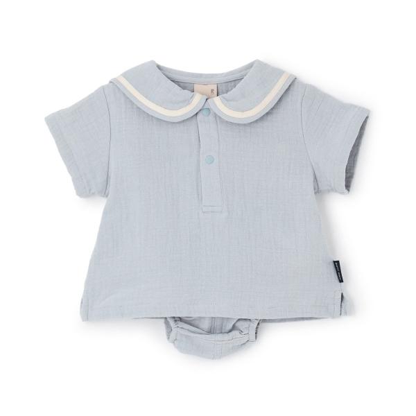 型番：9562523ブランド：プティマイン商品名：ガーゼセーラーセットアップカラー：アイボリー/紺/ライト　ブルー