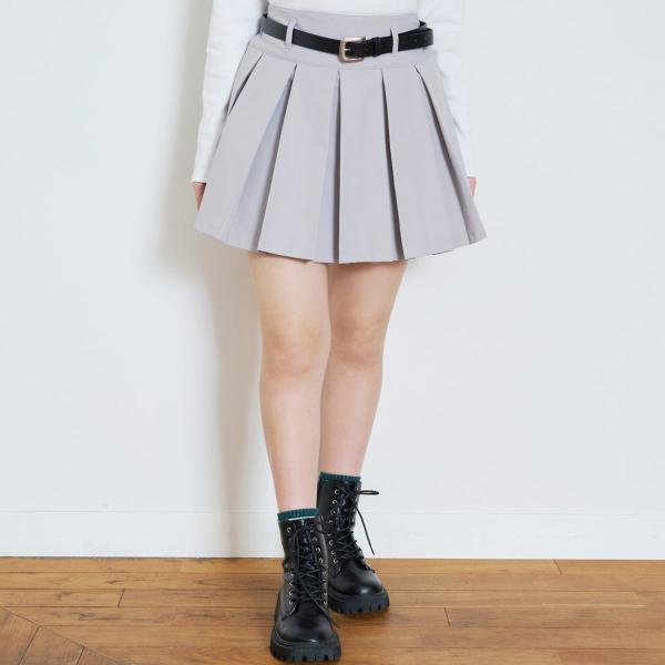 型番：8361108ブランド：ラブトキシック商品名：【イージーケア】ベルトつきプリーツスカートカラー：グレー/アイボリー/ベージュ/黒