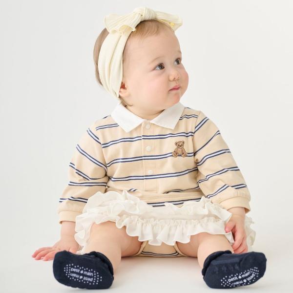 型番：9661535ブランド：プティマイン商品名：【リンク】ラガー衿ドッキングロンパースカラー：クリーム/紺