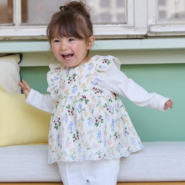 型番：9661213ブランド：プティマイン商品名：【リンク】ショルダーフリル長袖チュニックカラー：マルチ/ブルー