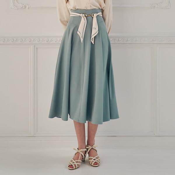 型番：57BG02p001ブランド：アンアナザーアンジェラス商品名：スカーフビットベルト付きフレアースカートカラー：NAVY/MINT