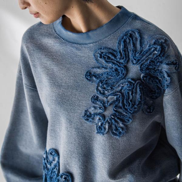 型番：2107-60129ブランド：メイソングレイ商品名：フラワーモチーフプルオーバー≪洗濯機で洗える≫カラー：ホワイト/ブルー