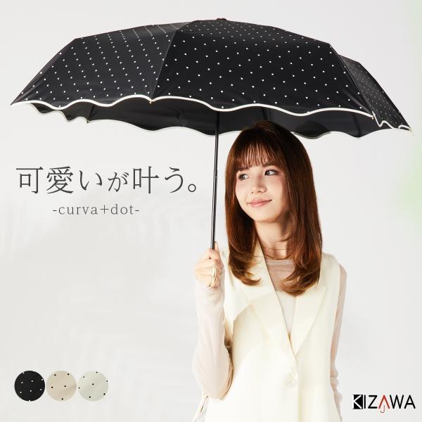 型番：35519-121ブランド：KIZAWA商品名：日傘 折りたたみ傘 軽量 完全遮光 UVカット100％ 晴雨兼用 雨傘 curva+ dotカラー：オフホワイト/グレージュ/ブラック