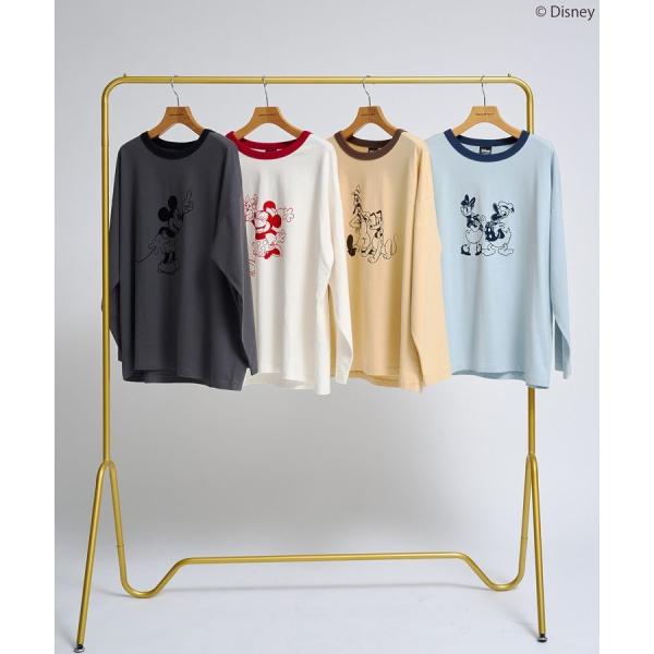 型番：0H001244300ブランド：アメリカンホリック商品名：【Mickey＆Friends】フロッキーリンガーTカラー：オフホワイト/チャコールグレー/イエロー/サックスブルー