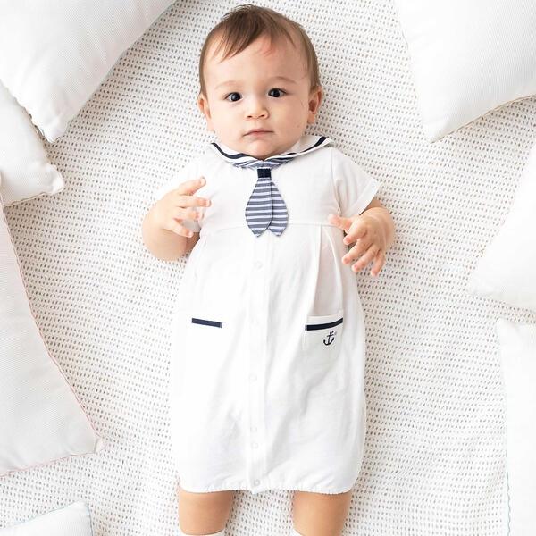 型番：1757-82572ブランド：フィヨ デュ ベベ ルダクティオン商品名：【お揃い】天竺セーラーネクタイ付き2WAYオールベビー(50~75cm)カラー：ホワイト