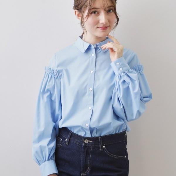 型番：C5885012ブランド：インデックス商品名：ボリュームスリーブブラウス【洗濯機OK】《5col》カラー：オフホワイト（００３）/ライトピンク（３７０）/サックスブルー（３９０）/サックスブルー（８９０）/ネイビー（８９４）