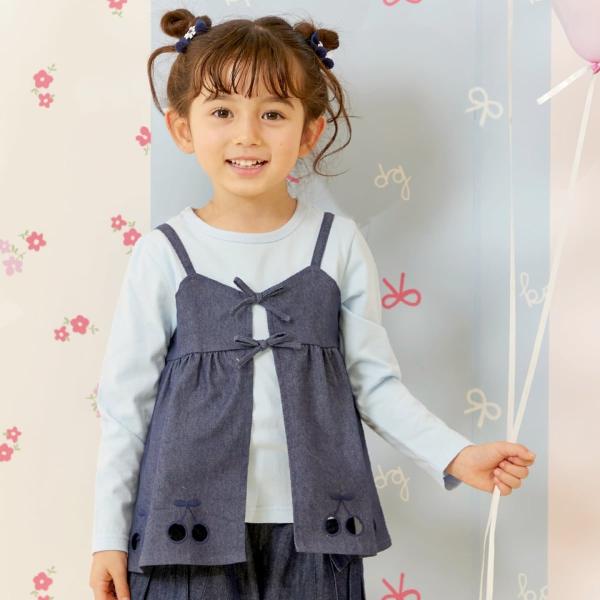 型番：2161203ブランド：ケーピー商品名：デニム風ツイル×天竺 長袖チュニックカラー：紺/ブルー