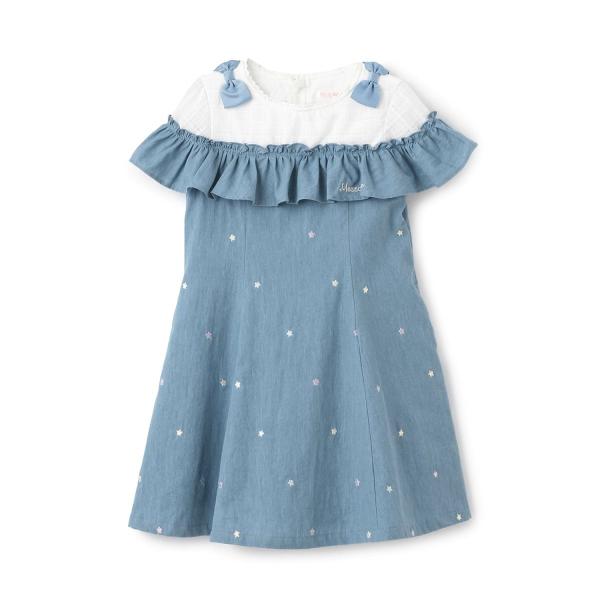 型番：6461314ブランド：メゾピアノ商品名：【人気商品再入荷】【直営店で取り扱い無し】星刺しゅうワンピースカラー：サックス/紺