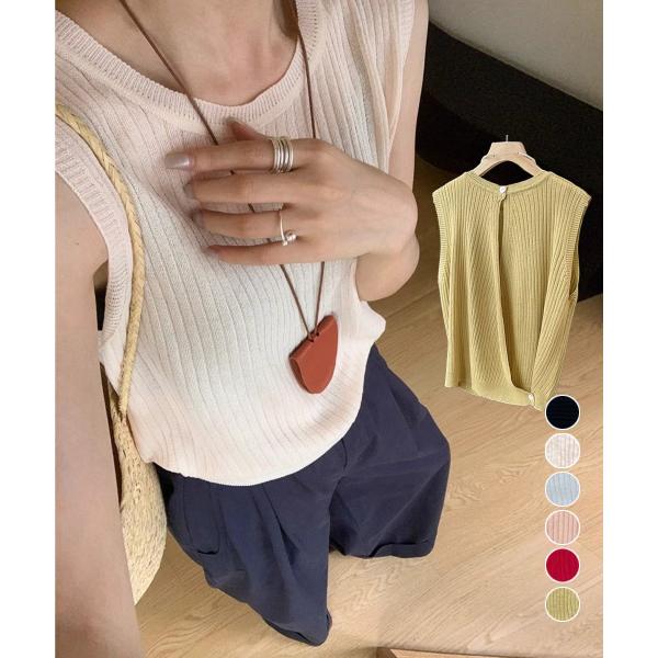 型番：80ZHONGYI-002ブランド：ミニミニストア商品名：サマーニットタンクトップ 背中開き 夏服カラー：ブルーグレー/ブラック/イエロー*グリーン/ピンク/ライトベージュ/レッド