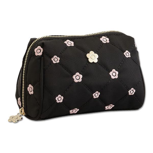 型番：226-851000ブランド：マリークワント商品名：キルトデイジー刺繍 オーバルポーチカラー：ブラック/ピーコック