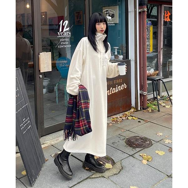 型番：c2425-34lブランド：チルファー商品名：【c2425-34l】Chillfar フリースマキシワンピースカラー：IVORY/CHARCOAL/BLACK/GRAY