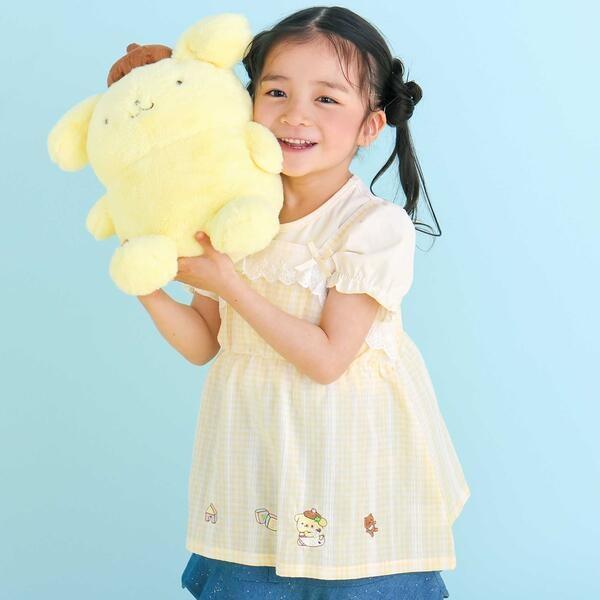 型番：1802-81505ブランド：スラップスリップ商品名：【シナモロール/ポムポムプリン×SLAPSLIP】パフスリーブプリントTシャツ+チェックフレアビスチカラー：ブルー/イエロー