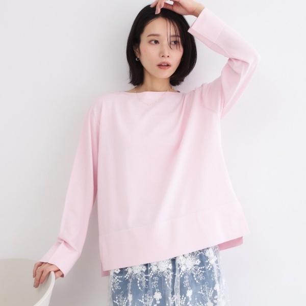 型番：63715004ブランド：オペークドットクリップ商品名：リラクシーボートネックニット／オーガニックコットン混【洗濯機OK／UVケア】《5col》カラー：アイボリー（００４）/ブルー（０９３）/ネイビー（０９４）/ホワイト（３０１）/ラ...