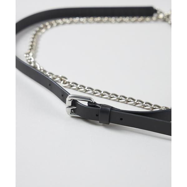 型番：7144296603ブランド：イネド商品名：二重巻きチェーンベルト【ATELIER AMBOISE/アトリエ アンボワーズ】カラー：ブラック