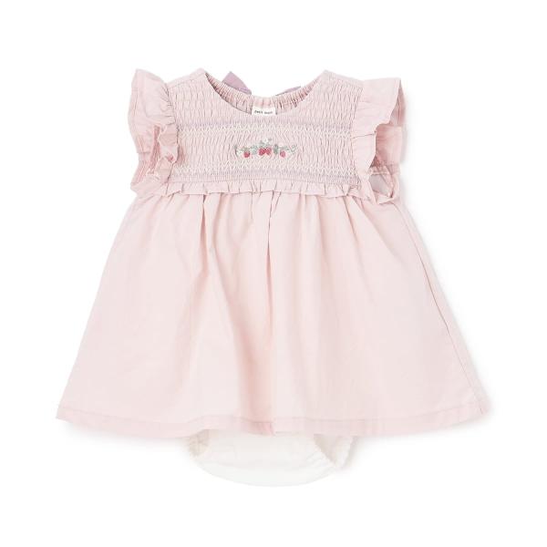 型番：9662517ブランド：プティマイン商品名：【リンク】いちご刺しゅうOPロンパースカラー：ライト　ピンク/オフ　ホワイト/ブルー　グレー