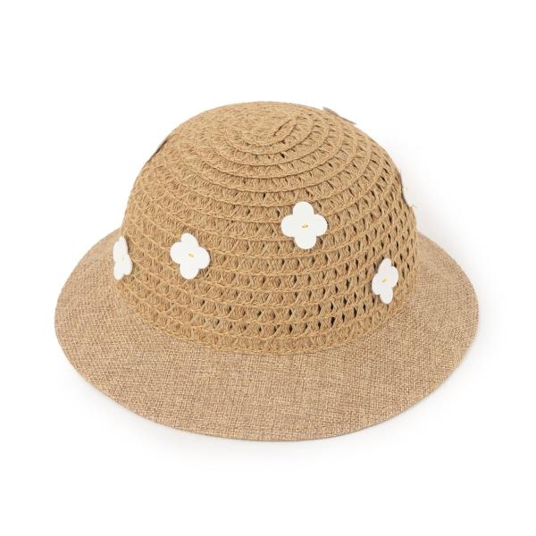 型番：9662531ブランド：プティマイン商品名：【リンク】お花つき雑材ハットカラー：ベージュ/アイボリー