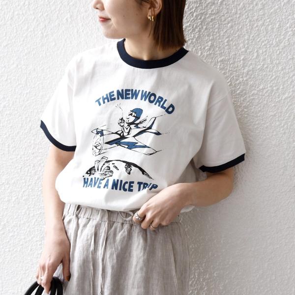 型番：722320061ブランド：シップス エニィ商品名：【SHIPS any別注】THE KNiTS:〈洗濯機可能〉ロゴ プリント リンガー TEEカラー：ホワイト/ブラウン