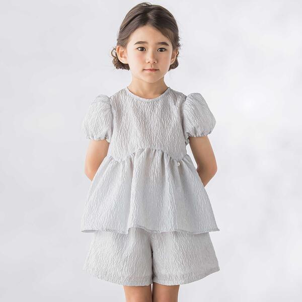 型番：1282-82508ブランド：ベベ プチ ポワ ヴェール商品名：ジャガードセットアップ(95~150cm)カラー：ホワイト/グリーン