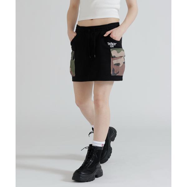 型番：7836116607ブランド：アヴィレックス商品名：《直営店限定》CAMO SWEAT MINI SKIRTカラー：ブラック/グレー
