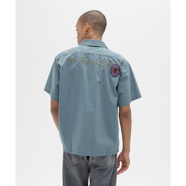 型番：7836123004ブランド：アヴィレックス商品名：《A.A.R.C》FADED PATCHED S／S ZIP WORK SHIRTカラー：レッド/ブルーグレー5/サンド4/チャコール