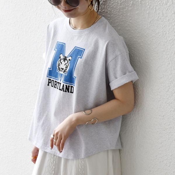 型番：722320062ブランド：シップス エニィ商品名：【SHIPS any別注】THE KNiTS: ラウンドヘム プリント ショート TEE 26SSカラー：ライトグレー/ピンク