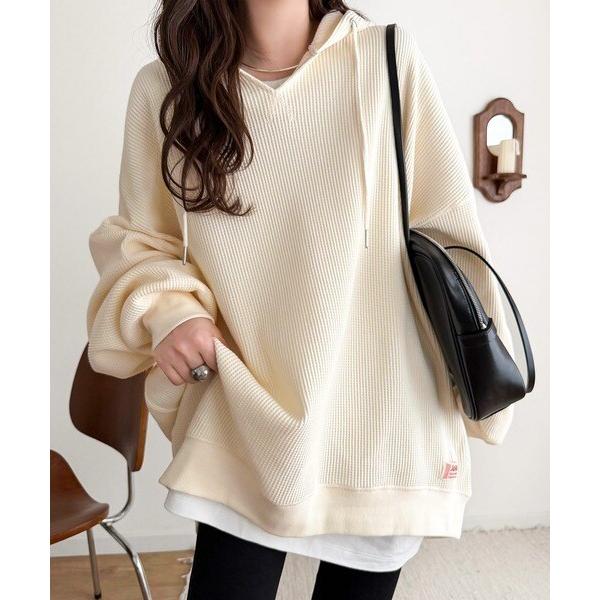 型番：JV1260611ブランド：クラシカルエルフ商品名：《JaVa ジャバコラボ》今っぽゆるっとシルエット。綿100％オーバーサイズワッフルパーカーカラー：杢グレー/ブラック/アイボリー/オフホワイト