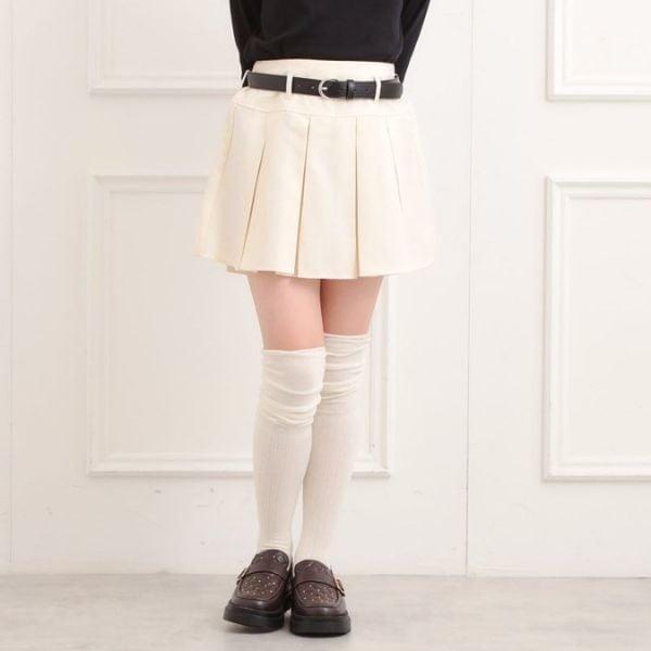 型番：6761174ブランド：ピンクラテ商品名：ベルト付きプリーツスカートカラー：アイボリー/黒/チャコール