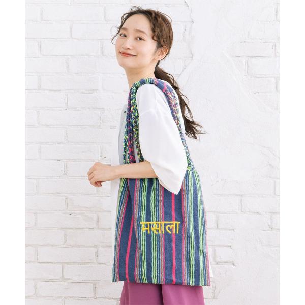 型番：33833285ブランド：サブストリート商品名：【大きいサイズ】INDESIGN マルチストライプハンモックバッグカラー：ベージュ(25)/ブルー(45)