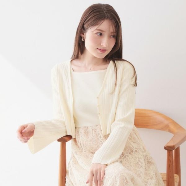 型番：C5855005ブランド：インデックス商品名：《ツインセット》カーディガン×ニットドッキングワンピース【洗濯機OK】カラー：アイボリー（００４）/ブラック（０１９）/ライトグリーン（０２０）