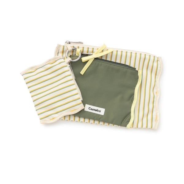 型番：4862405ブランド：ポンポネットジュニア商品名：【キャセリーニ】ストライプポーチセットカラー：アイボリー/ピンク