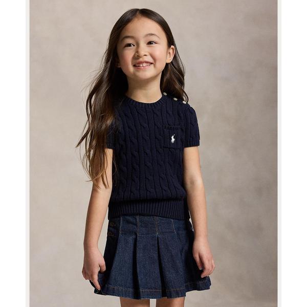 型番：CWPOSWER6820521ブランド：ポロ ラルフ ローレン商品名：(ガールズ 2才〜6才)ケーブルニット コットン ショートスリーブ セーターカラー：410ネイビー