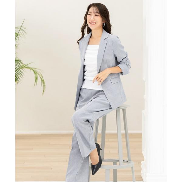 型番：b5354ブランド：アッドルージュ商品名：【洗える / 接触冷感 / UVカット / 吸湿速乾】 麻調 リネンタッチ スーツカラー：ネイビーミックス/ネイビー